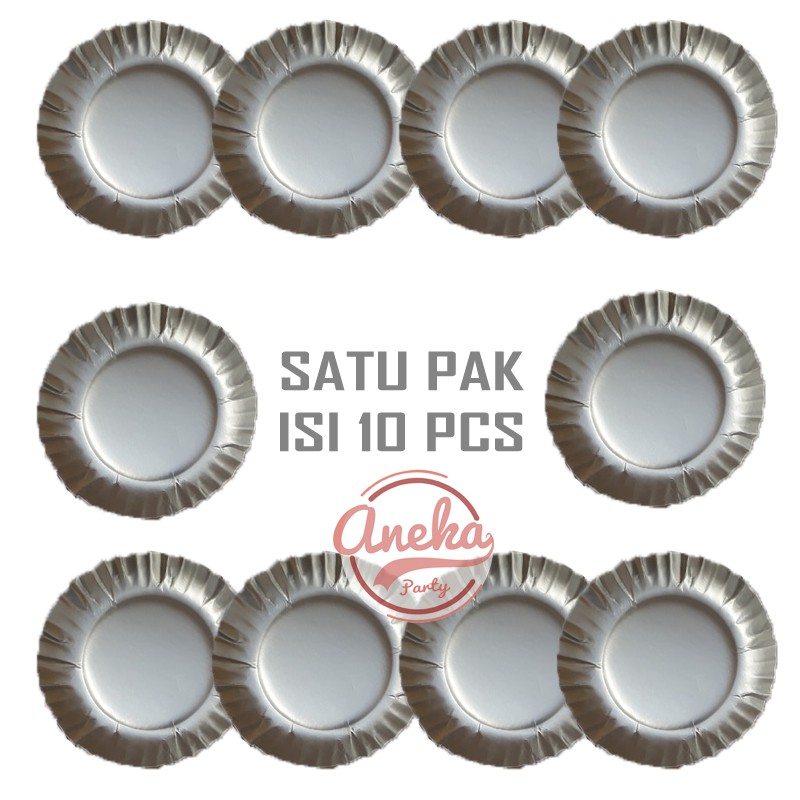 Jual piring kue warna silver / piring kue kertas / paper plate silver / piring kertas kue ulang ...