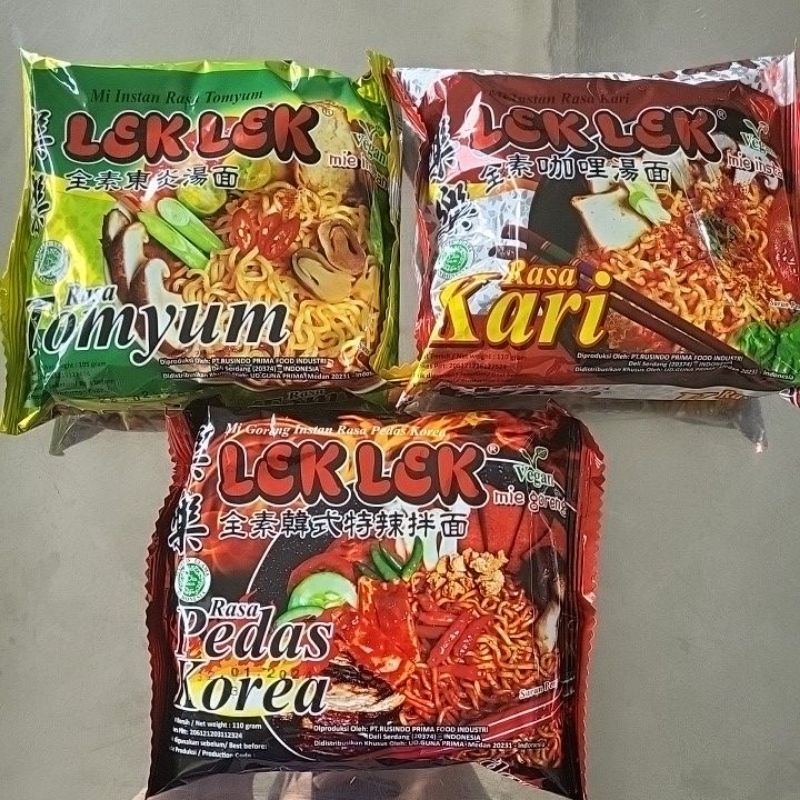 Jual LEK LEK MIE VEGETARIAN VEGAN MIE INSTANT RASA KARI TOMYUM PEDAS ...