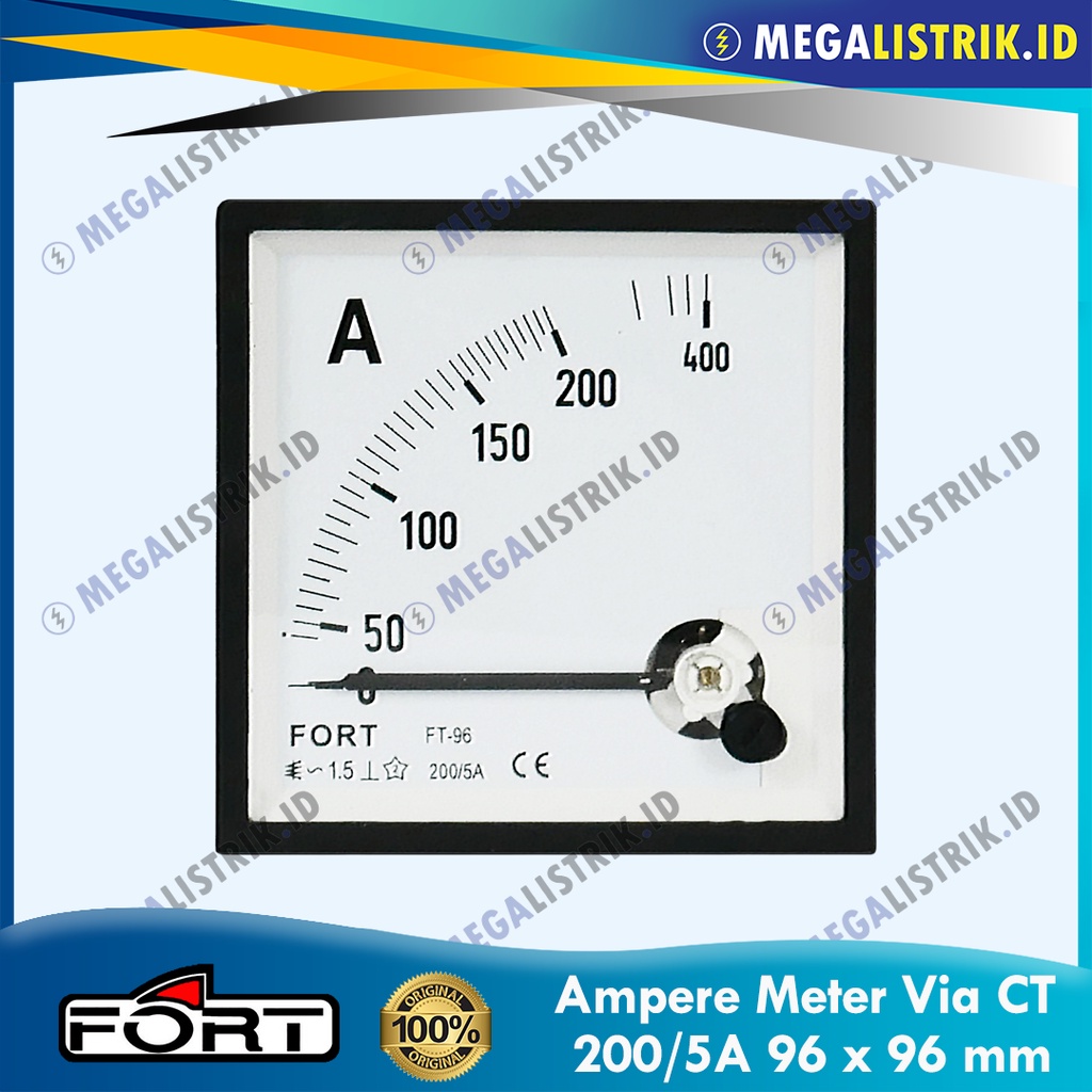 Jual FORT AMPERE METER 200/5A 96X96 / PANEL METER VIA CT 200A 96 X 96 FT-96A | Shopee Indonesia