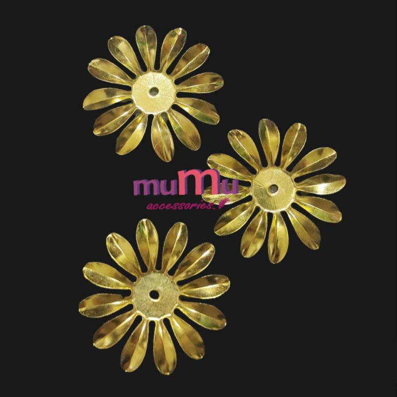 Jual Lempengan lempeng plat besi bunga gold bahan aksesoris craft ( 12 ...