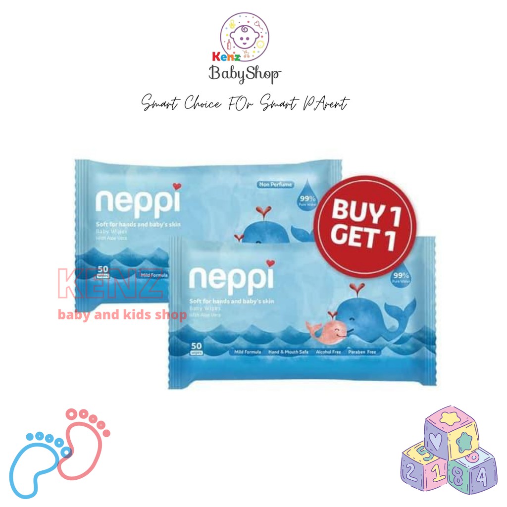 Jual Neppi Tissue Basah Baby wipes Non Parfum 50s Buy1 get1 | Shopee ...