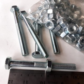 Jual BAUT MUR M10 X 100 PUTIH BMP M10X100 PANJANG 10CM 10 CM KUNCI 17 GALVANIZ GALVANIS ...