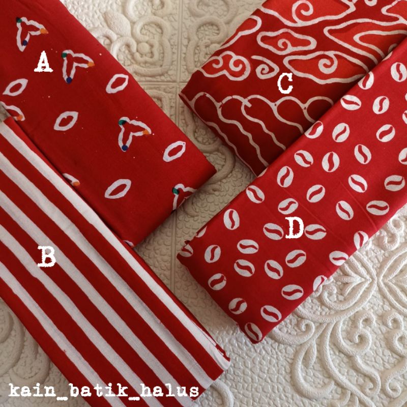 Jual Kain Batik Merah Putih Batik Cap Merah Putih Bahan Batik Merah ...
