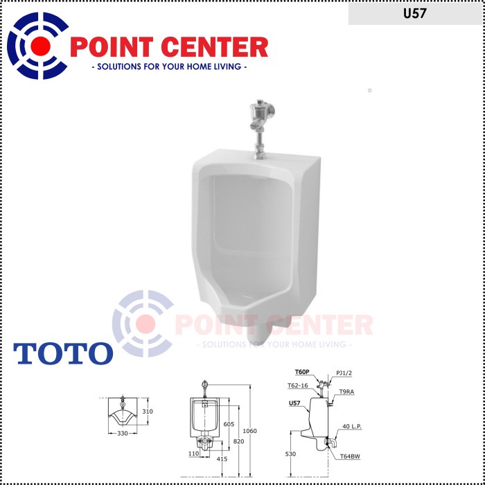 Jual TERBAIK TOTO U57 URINAL / URINOIR COMPLETE SET PUSH VALVE ...
