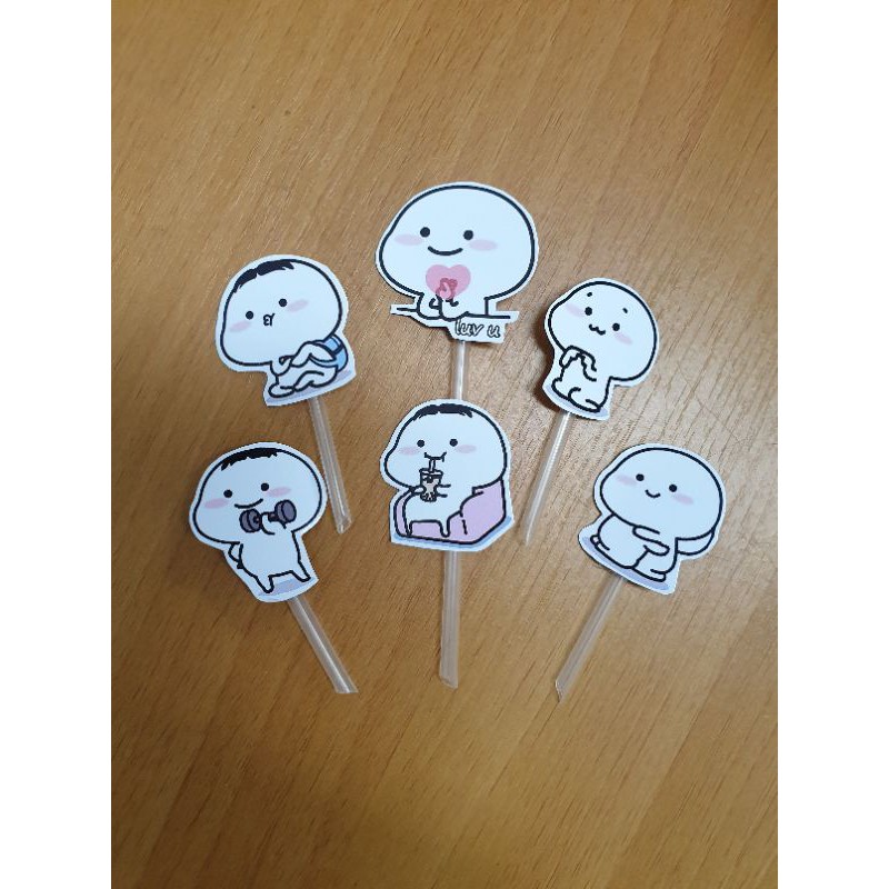 Jual hiasan topper cake kue cupcake ulang tahun pentol lucu 6 pcs ...