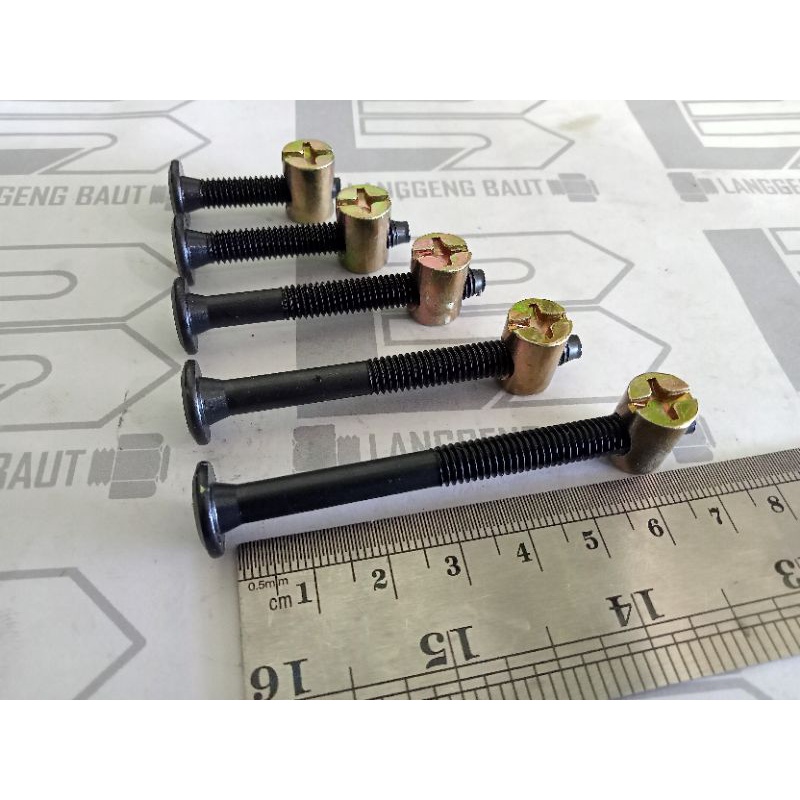 Jual Paket Baut JCBC M6 + Mur Guling / Palu - Baut Knockdown / Baut ...