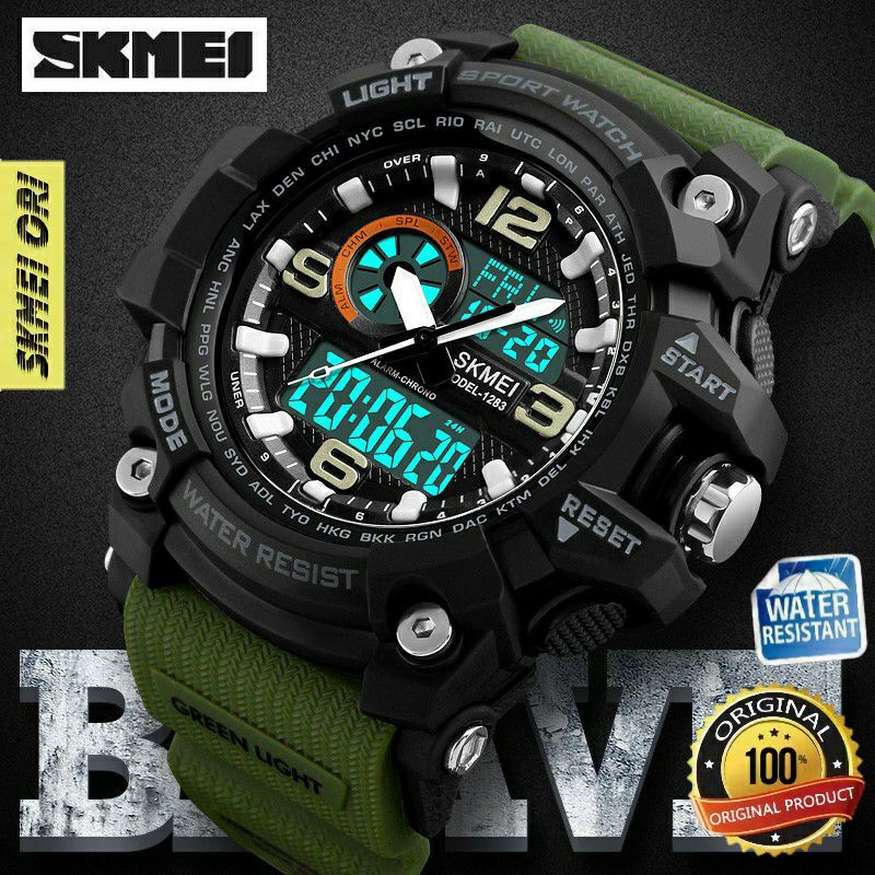 Jual Jam Tangan Analog Digital Pria Tahan Air 50M SKMEI 1283 ORIGINAL ...