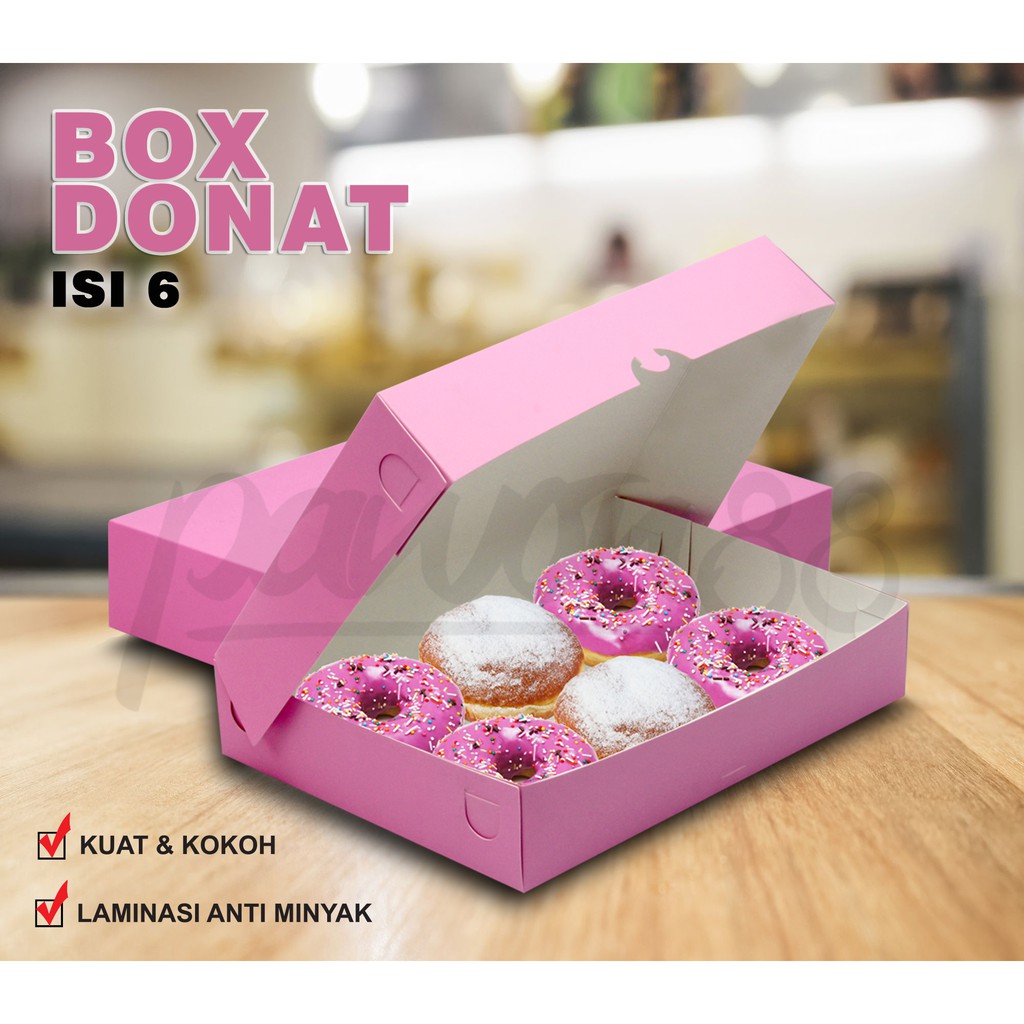 Jual Box Donat - Kotak Donat - Dus Donat isi 6 PINK | DP6-B (30pcs ...
