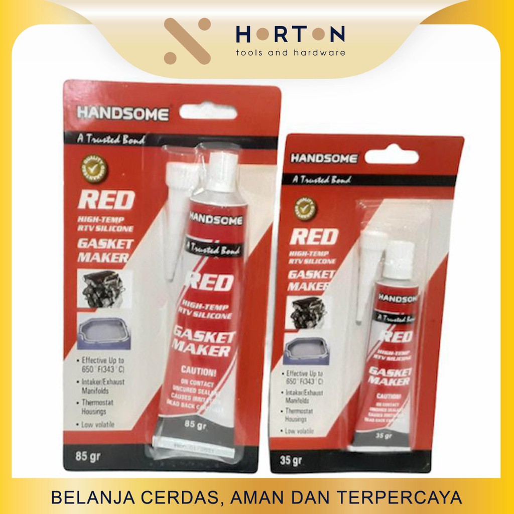 Jual HANDSOME Lem Gasket Merah Tahan Panas / Red Silicone Sealant High ...