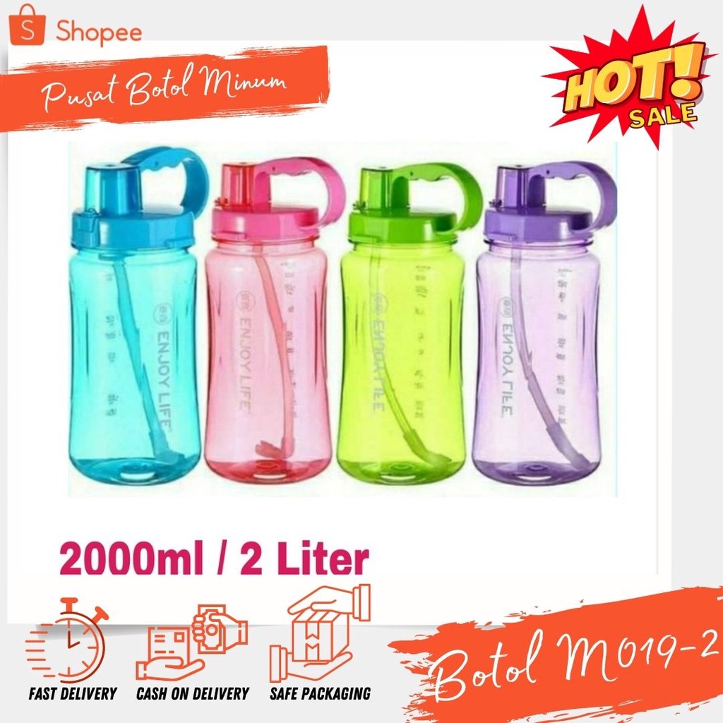 Jual Botol Minum Besar Enjoy Life 2 Liter M019-2 / Big Straw Water ...