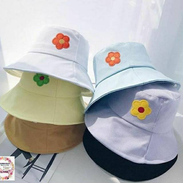 Jual SINGLE FLOWER BUCKET HAT KOREA | Shopee Indonesia