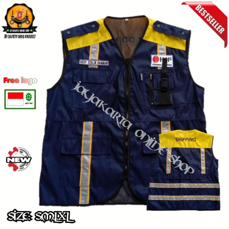 Jual ROMPI SAFETY VEST 3M SCOTLITE TASLAN WATER PROOF NAVY KUNING ...