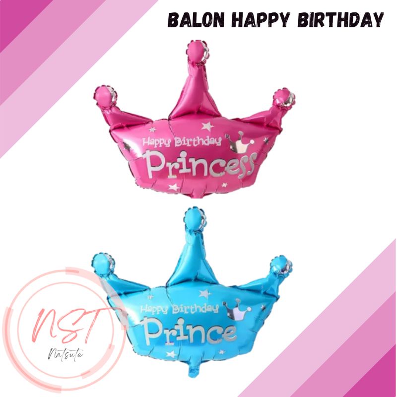 Jual Balon Happy Birthday Crown Prince Princess | Shopee Indonesia