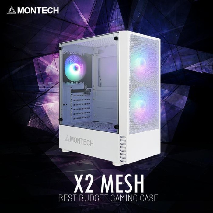 Jual Montech X2 Mesh White RGB - Tempered Glass ATX Gaming Case ...