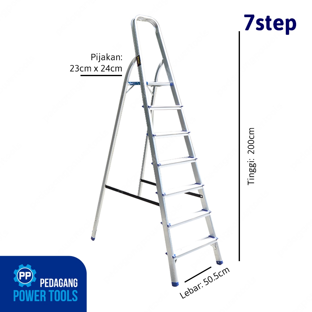 Jual MOLLAR TANGGA RUMAH ALUMINIUM 7 STEP 2 METER LIPAT TINGKAT LADDER ...
