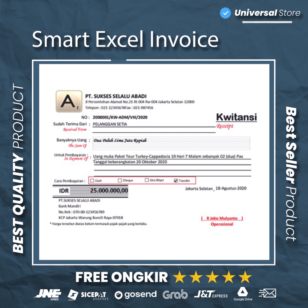 Jual Koleksi Smart Excel Invoice Struk Kuitansi Kwitansi Program ...