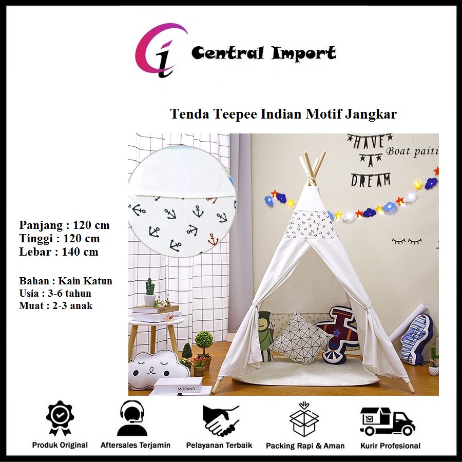 Jual Tenda Anak - Tenda Teepee Indian - Pondasi Kuat - Motif Jangkar ...