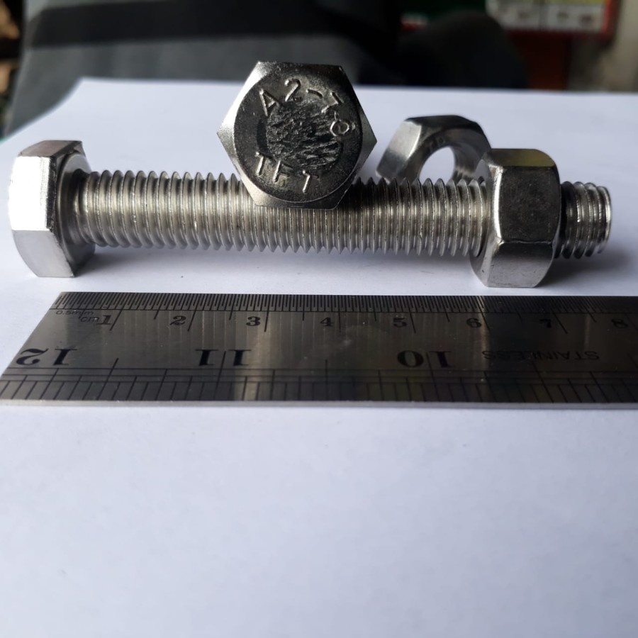 Jual BAUT STAINLESS M12 X 80 / BAUT SS M12 X 80 SUS 304 / BAUT M12X80 STAINLESS STEEL / BAUT M12 ...