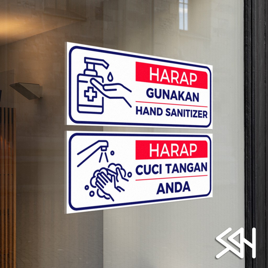Jual Stiker Peringatan | Sticker New Normal | CUCI TANGAN - HAND ...