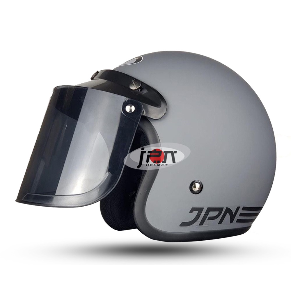 Jual Helm JPN Retro ORIGINAL Free visor datar Modern Grey Doff | Shopee ...