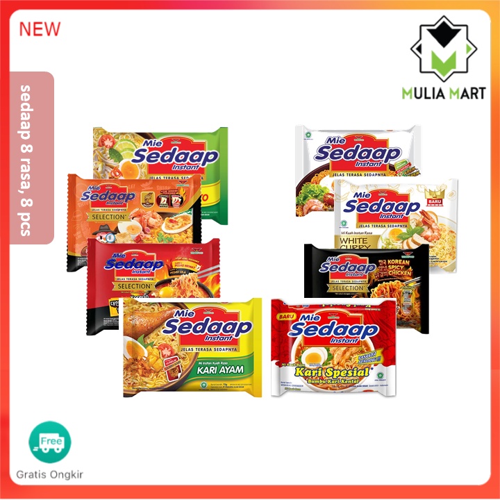 Jual Sedaap instan 8 varian rasa, 8 pcs 1 paket /mulia mart | Shopee ...