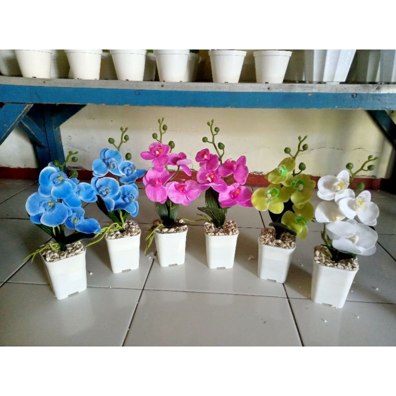 Jual bunga anggrek full latex artificial/bunga plastik murah | Shopee ...