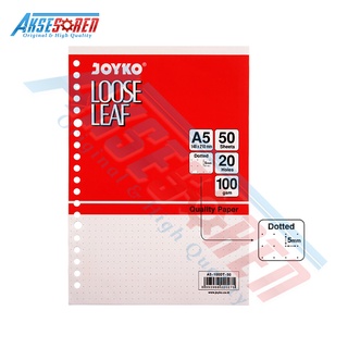 Jual Kertas Binder Loose Leaf A5-100DT-50 Joyko Putih Titik-Titik [50 Lembar] / Isi Binder A5 1 ...