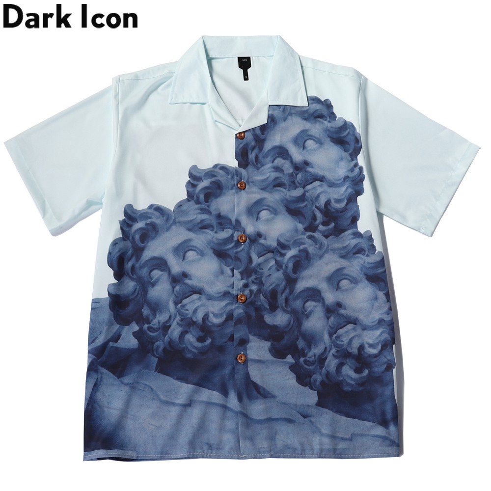 Jual Dark Icon Kemeja Retro Pria Lengan Pendek Oversize Printing Pria ...