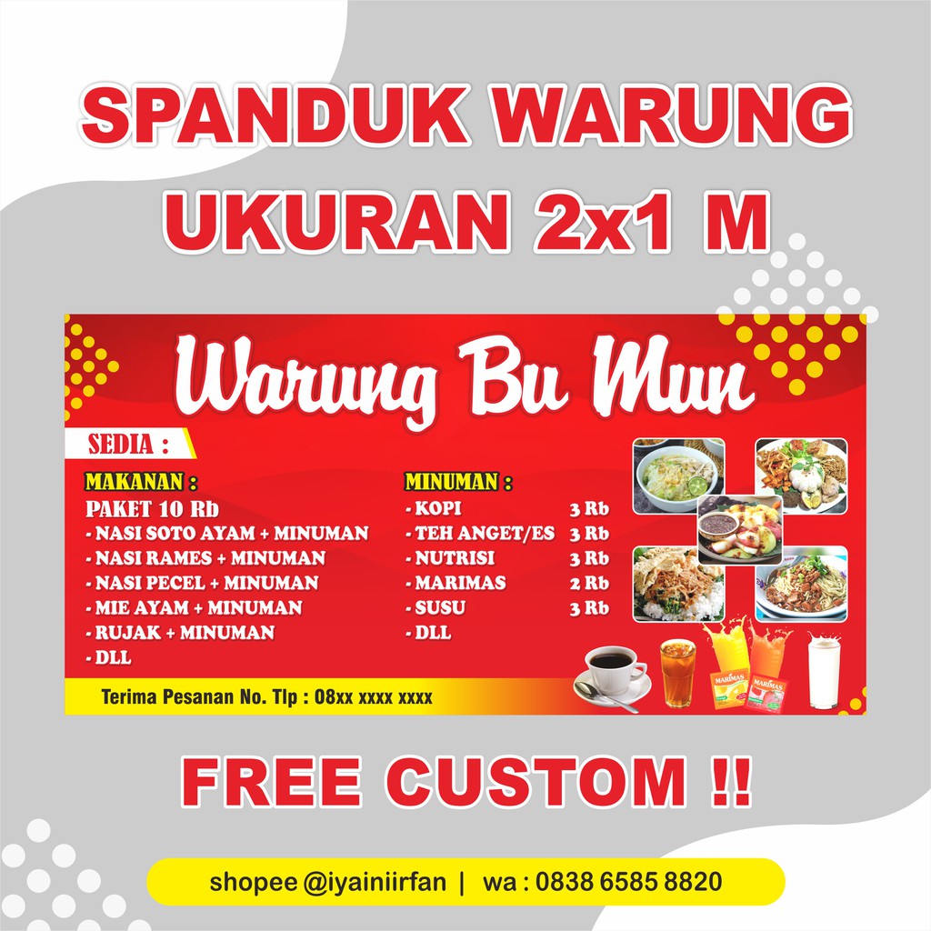 Jual SPANDUK WARUNG / BANNER WARUNG 2X1 M FREE CUSTOM | Shopee Indonesia
