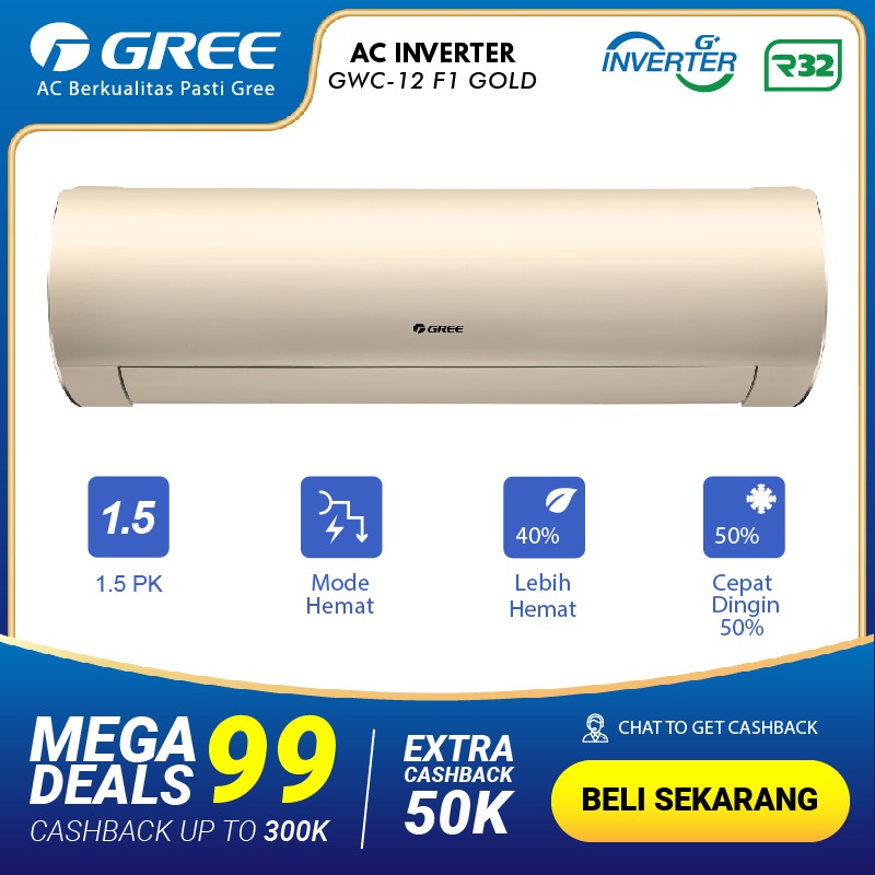GREE AC F1 SERIES - INVERTER 1.5 PK - GWC-12F1 - GOLD (Unit Indoor ...