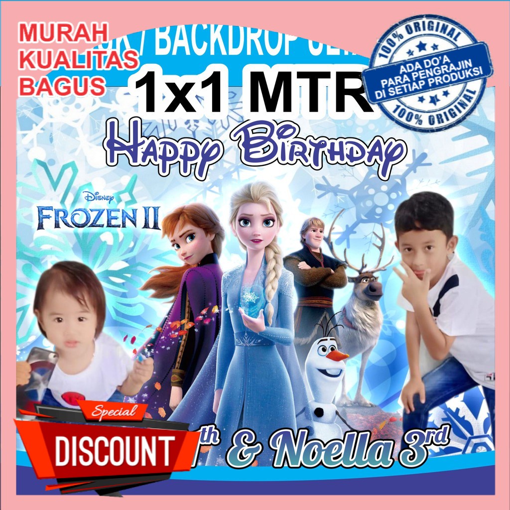 Jual SPANDUK BACKDROP CUSTOM Ultah Anak FROZEN 1x1 15x1 2x1 1x15 2x2 ...