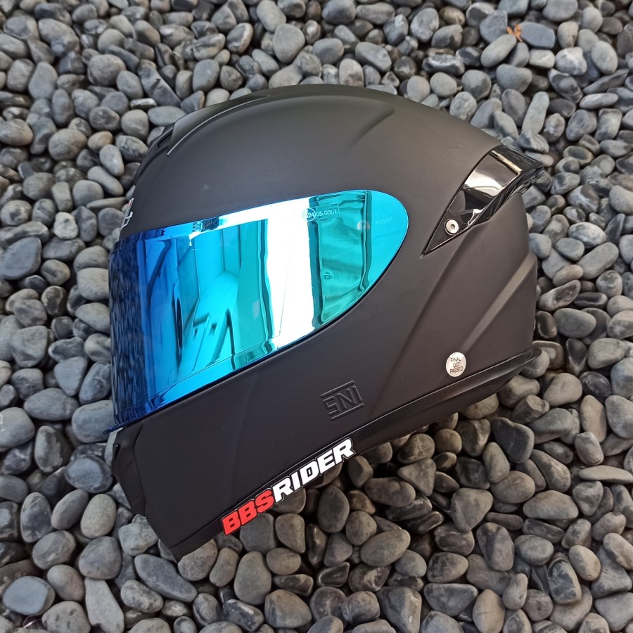Jual Helm SNAIL FFS2 Matte Black Iridium Biru | Shopee Indonesia