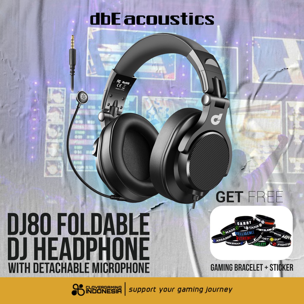 dbE DJ80 Foldable DJ Headphone with Detachable Microphone | Shopee ...