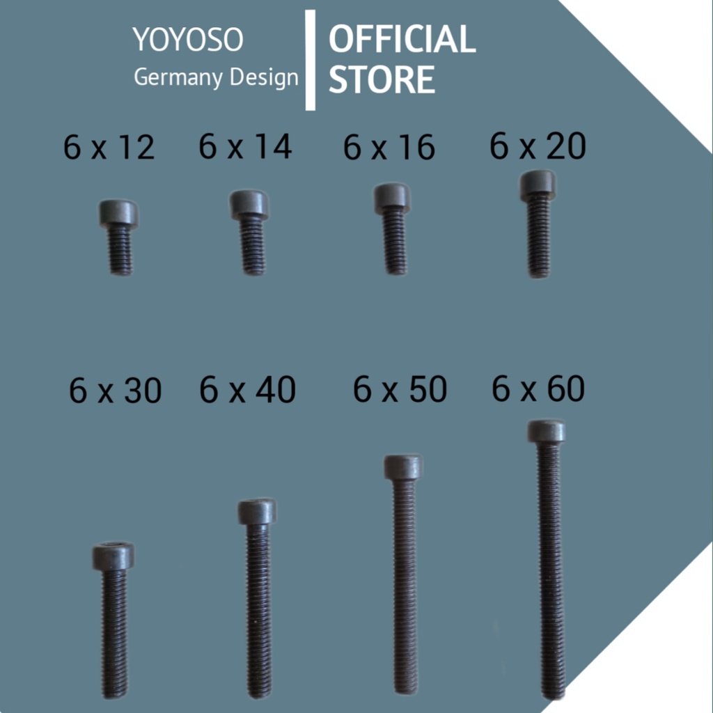 Jual Baut Baja L Fulldrat Hitam Diameter 6 Ukuran 12/14/16/20/30/40/50 ...
