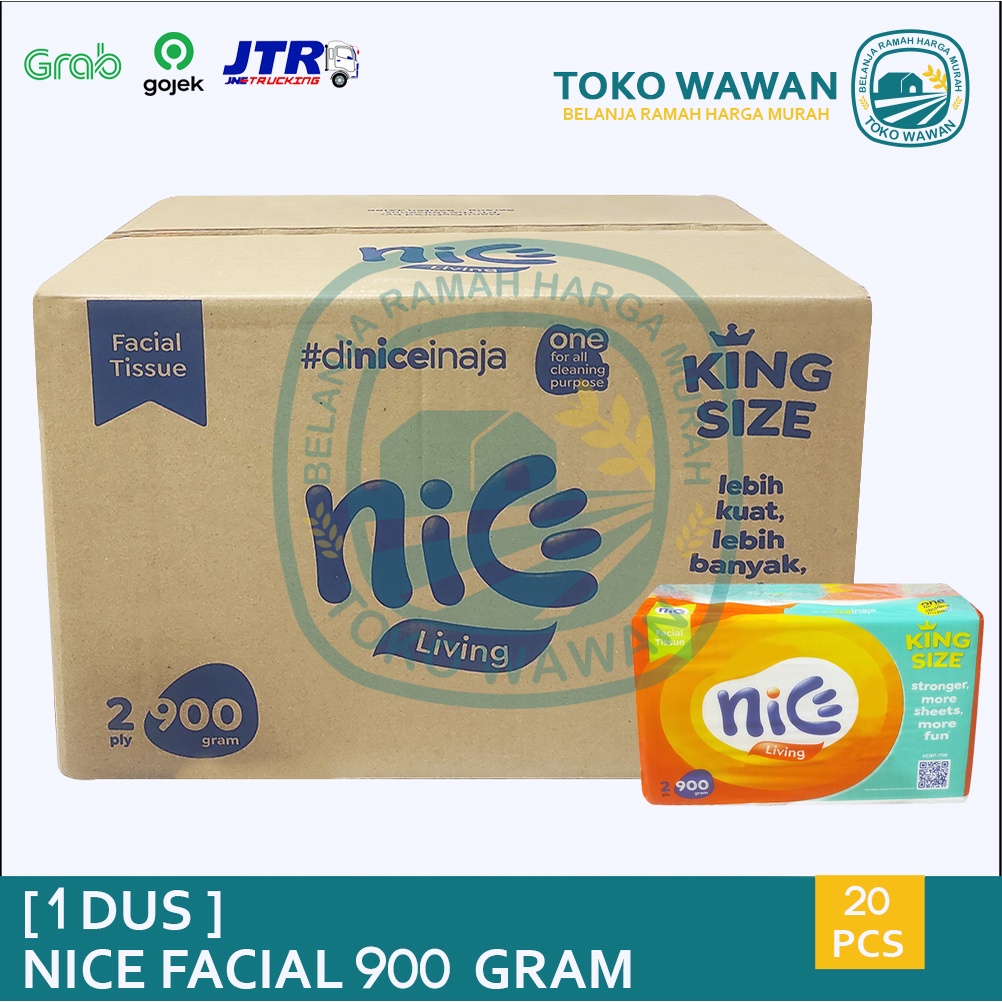 Jual Tissue NICE Facial 900 Gram / 1 DUS / KARTON isi 20 PACK / HARGA ...