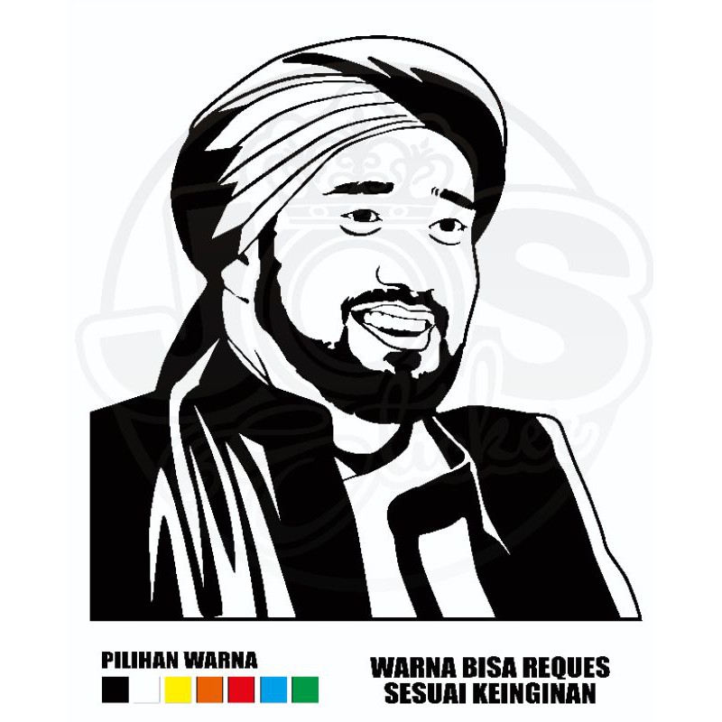 Jual CUTTING STICKER SILUET WAJAH HABIB SYEKH, STICKER ULAMA Indonesia ...