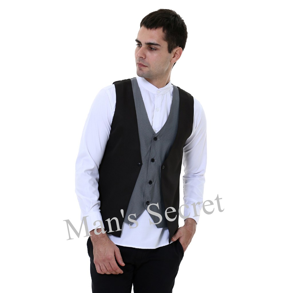 Jual Rompi Jas / Vest Fashion Hitam komb Abu - 022 Indonesia|Shopee ...