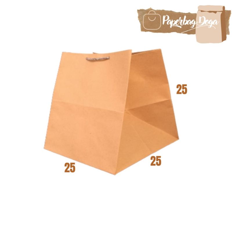 Jual PAPERBAG PAPER BAG KOTAK NASI 25X25 POLOS COKLAT | Shopee Indonesia