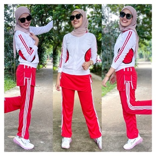 Jual Baju Senam Olahraga Slim Rok Merah Putih / Seragam Senam Baju ...
