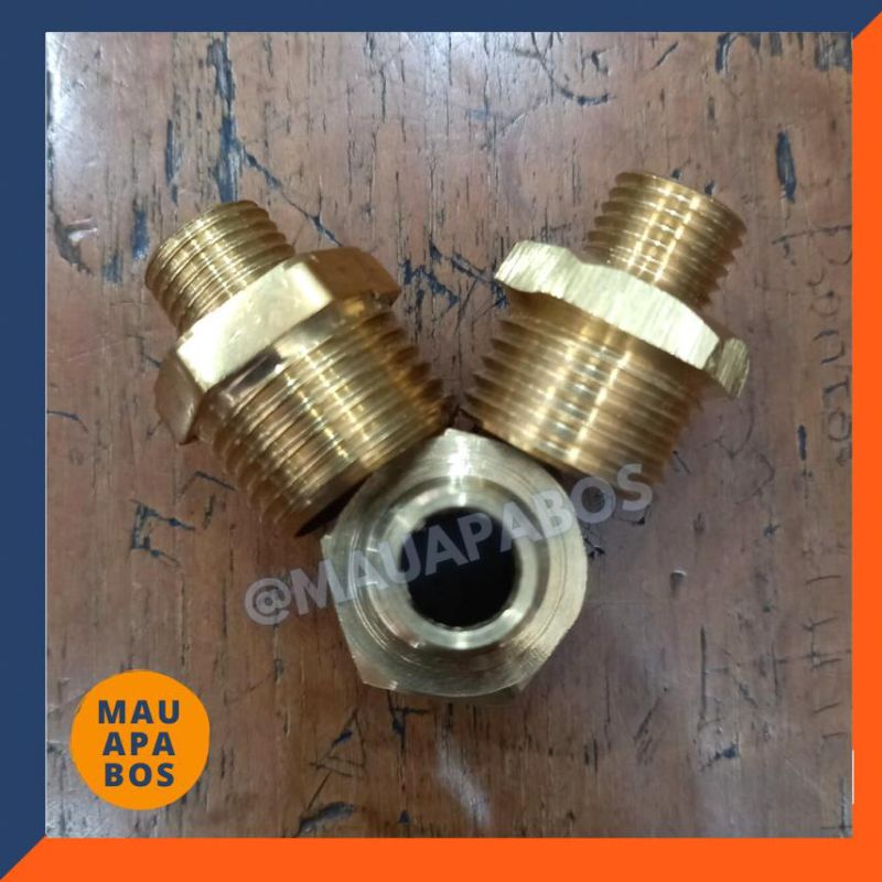 Jual Double Nepel Kuningan DN 1/2 x 1/4 Drat Luar | Shopee Indonesia