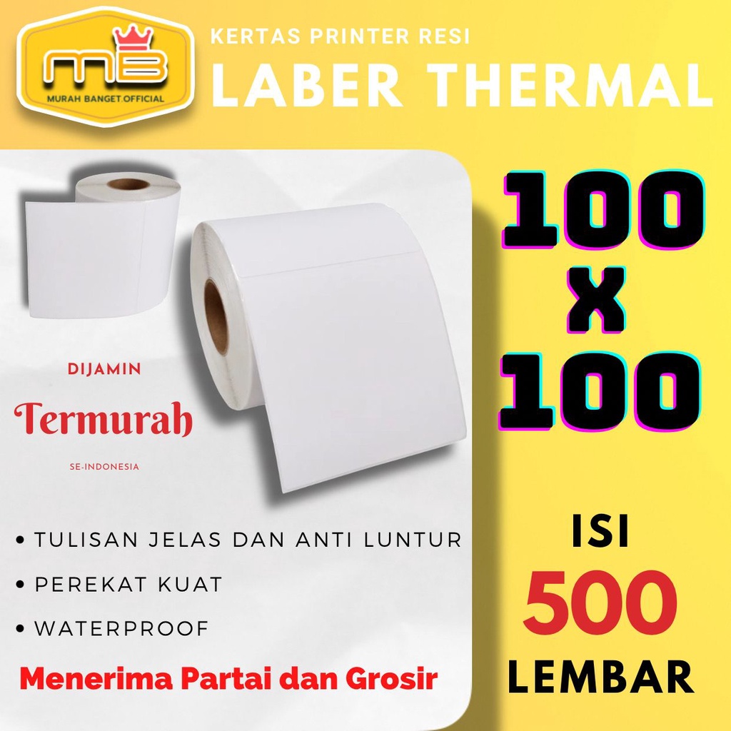 Jual Label Thermal Label Pengiriman Stiker Barcode 100x100 isi 500 lembar Printer Label Sticker ...