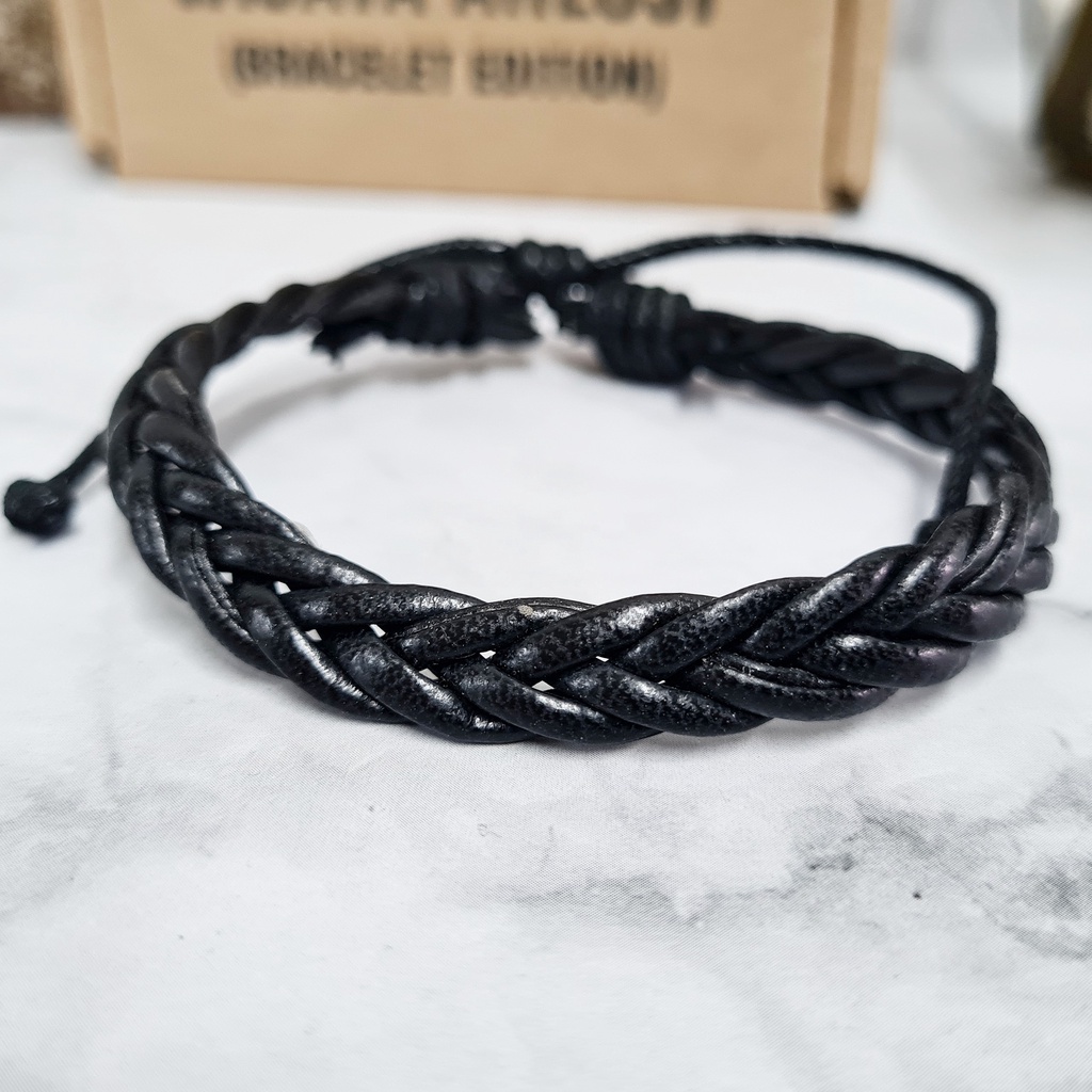 Jual (COD) Gelang Pria Hitam Black Mens Bracelet Tarik Adjustable ...