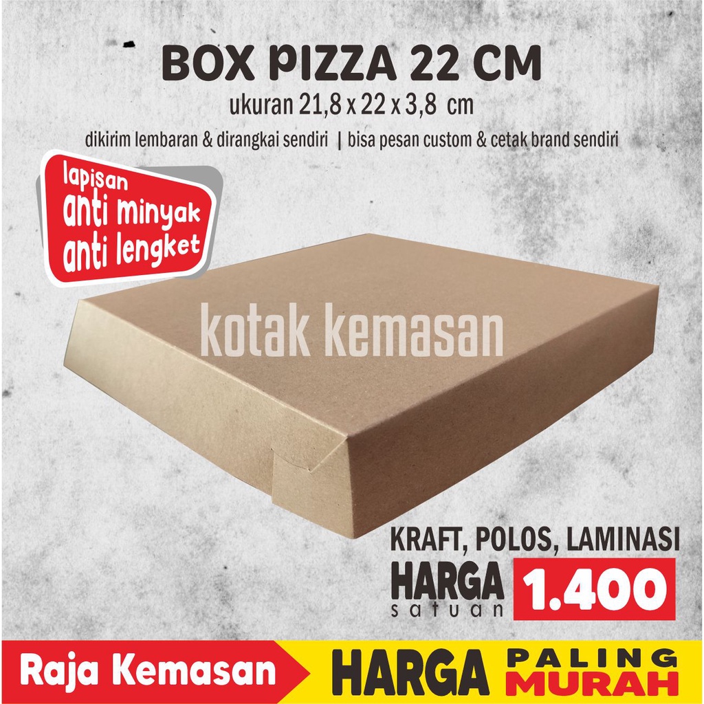 Jual BOX PIZZA 22 CM KRAFT POLOS LAMINASI DALAM | Shopee Indonesia