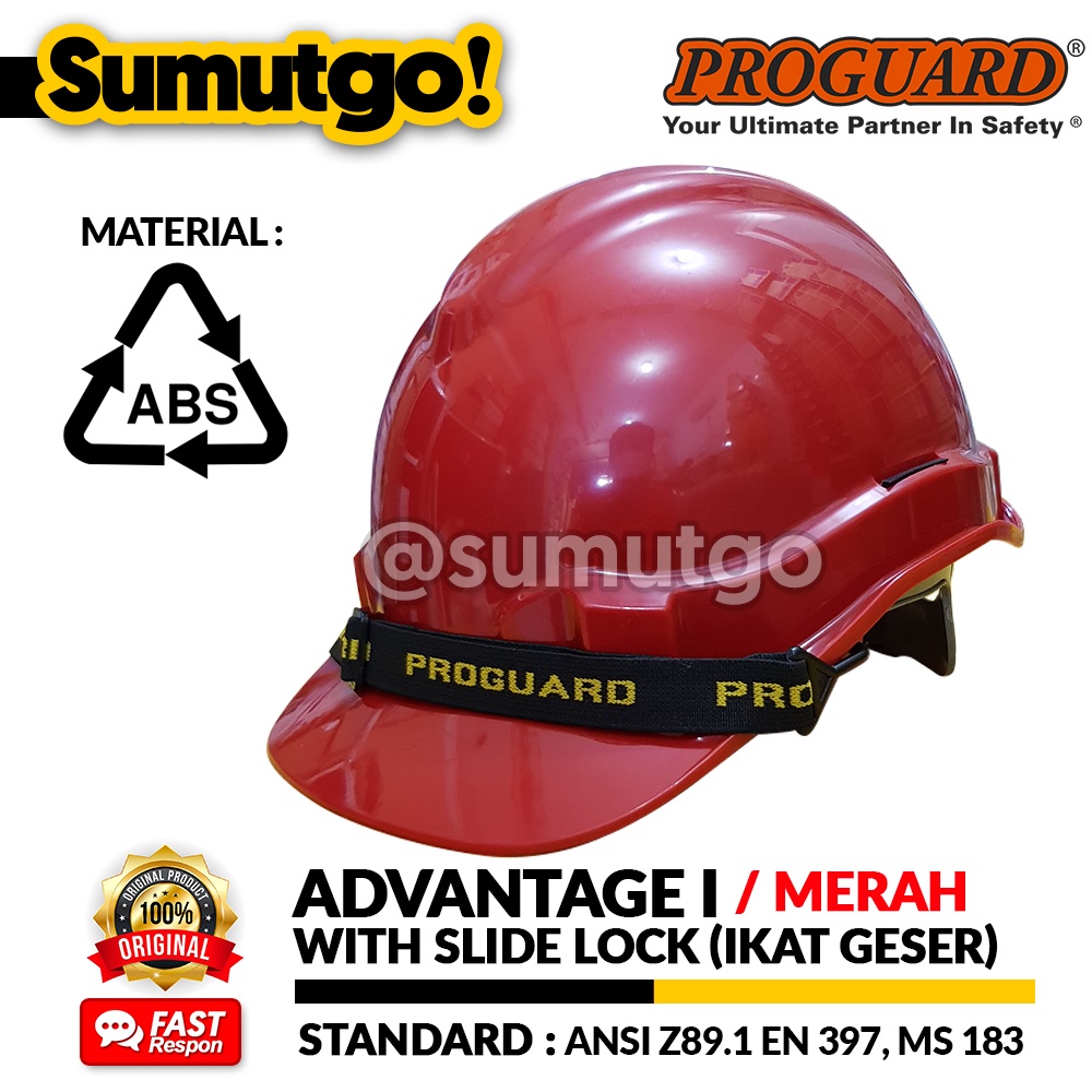 Jual Proguard Advantage 1 Safety Helmet Slide Lock Stazon Red / Helm ...