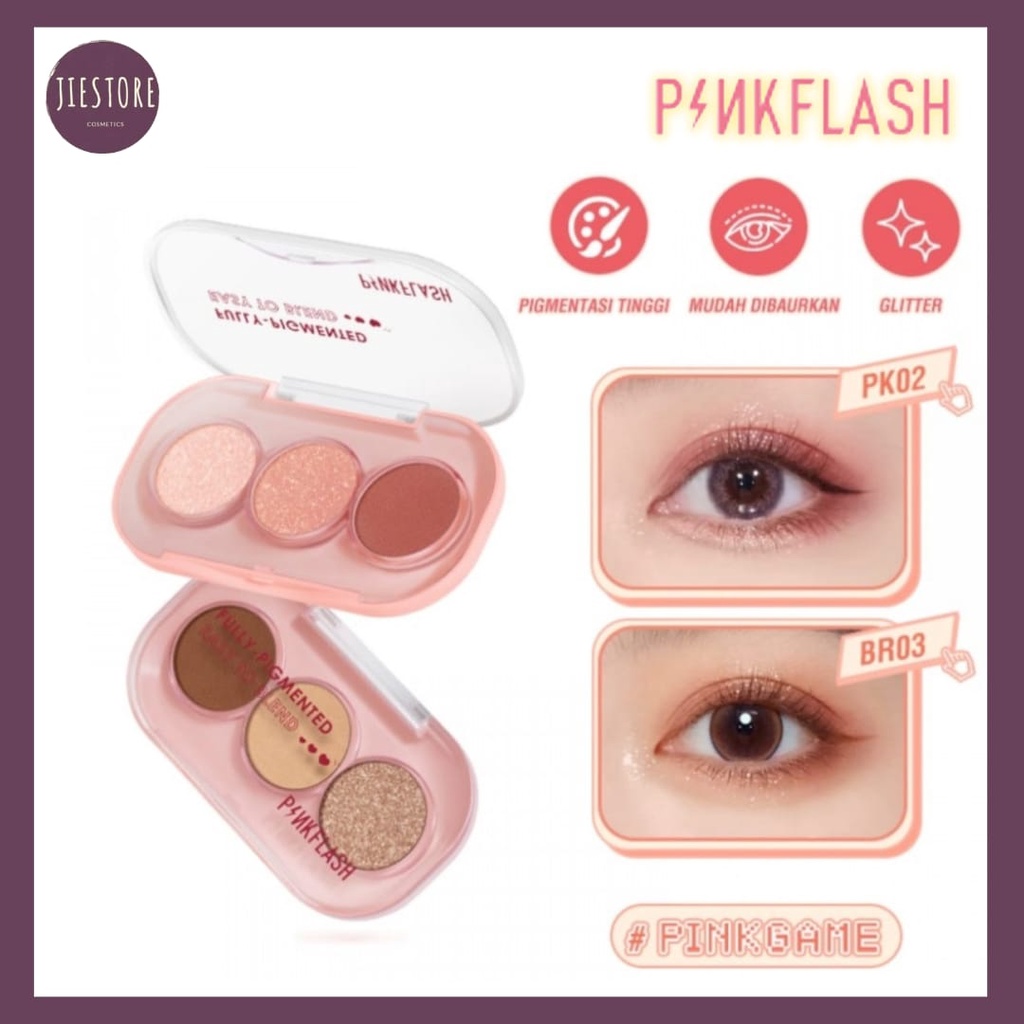Jual PINKFLASH 3 Shades Eyeshadow Palette Giltter High Pigment Easy To ...