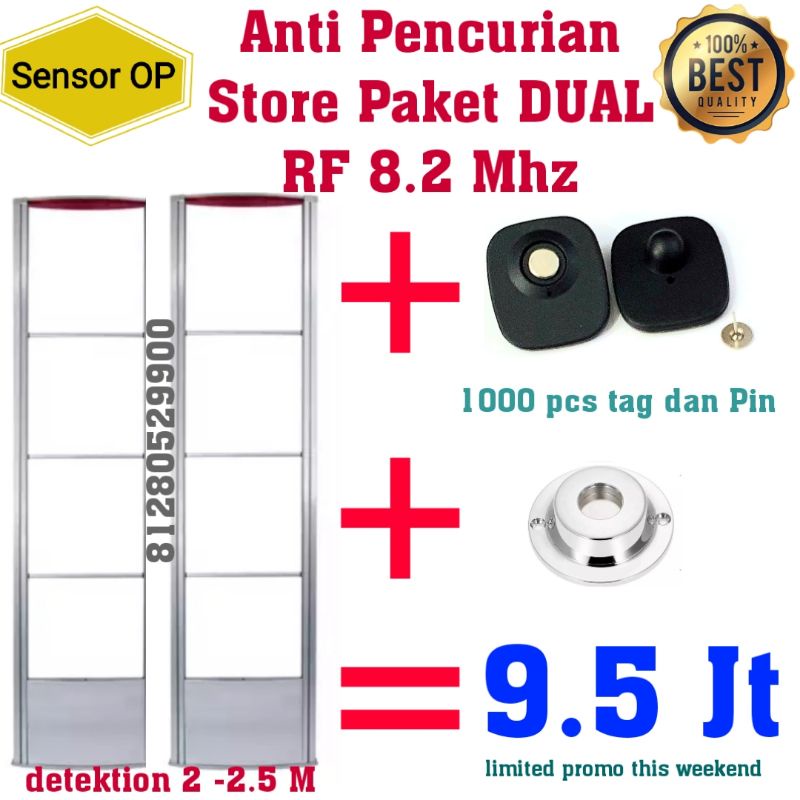 Jual Sensor OP Alarm Butik Anti Pencurian Paketan DUAL Tiang RF 8.2 mhz ...