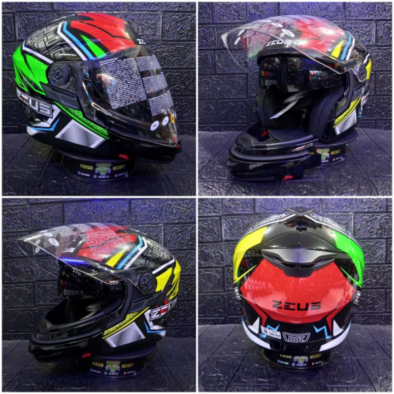 Jual ZEUS HELM ZS 613C AJ11 MODULAR GLOSSY BLACK YELLOW ZS 613 C ZS613C ...