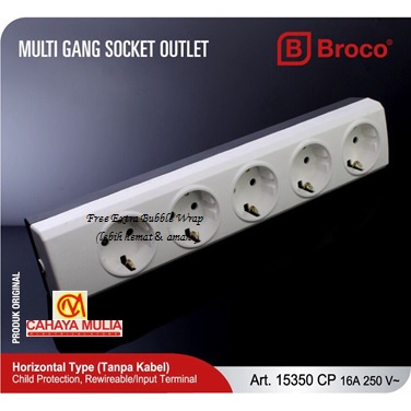 Jual Stop Kontak Broco NO CP 5 lubang (15350) 3 Lubang (15330) 4 Lubang ...