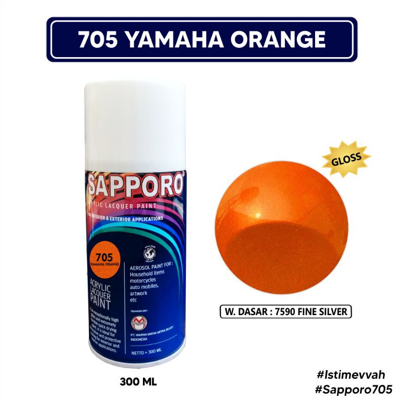 Jual SAPPORO 705 CANDY YAMAHA ORANGE CAT SEMPROT SPRAY PAINT WARNA ...