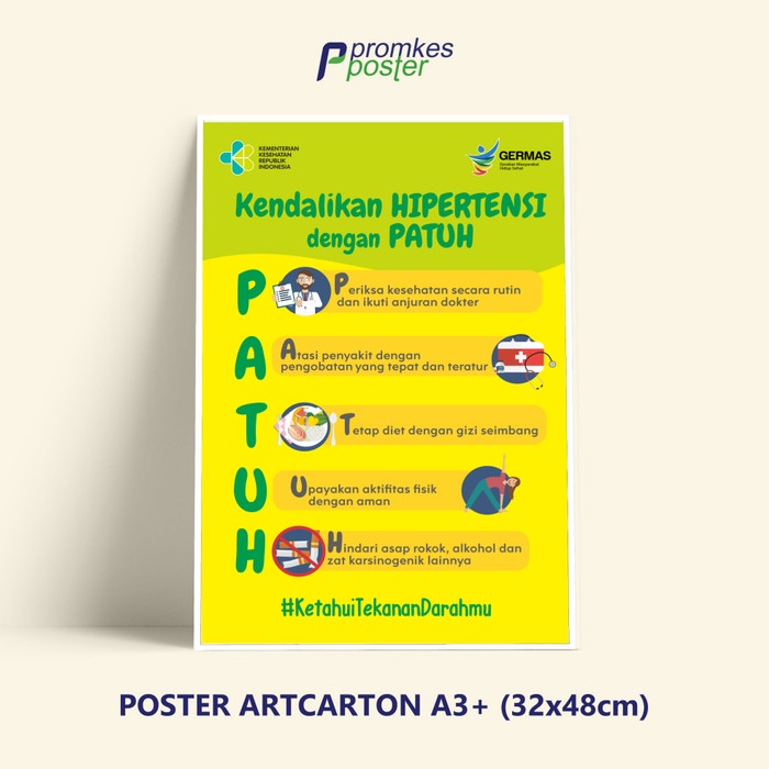 Jual Poster Kesehatan Kendalikan Hipertensi dengan PATUH | Shopee Indonesia
